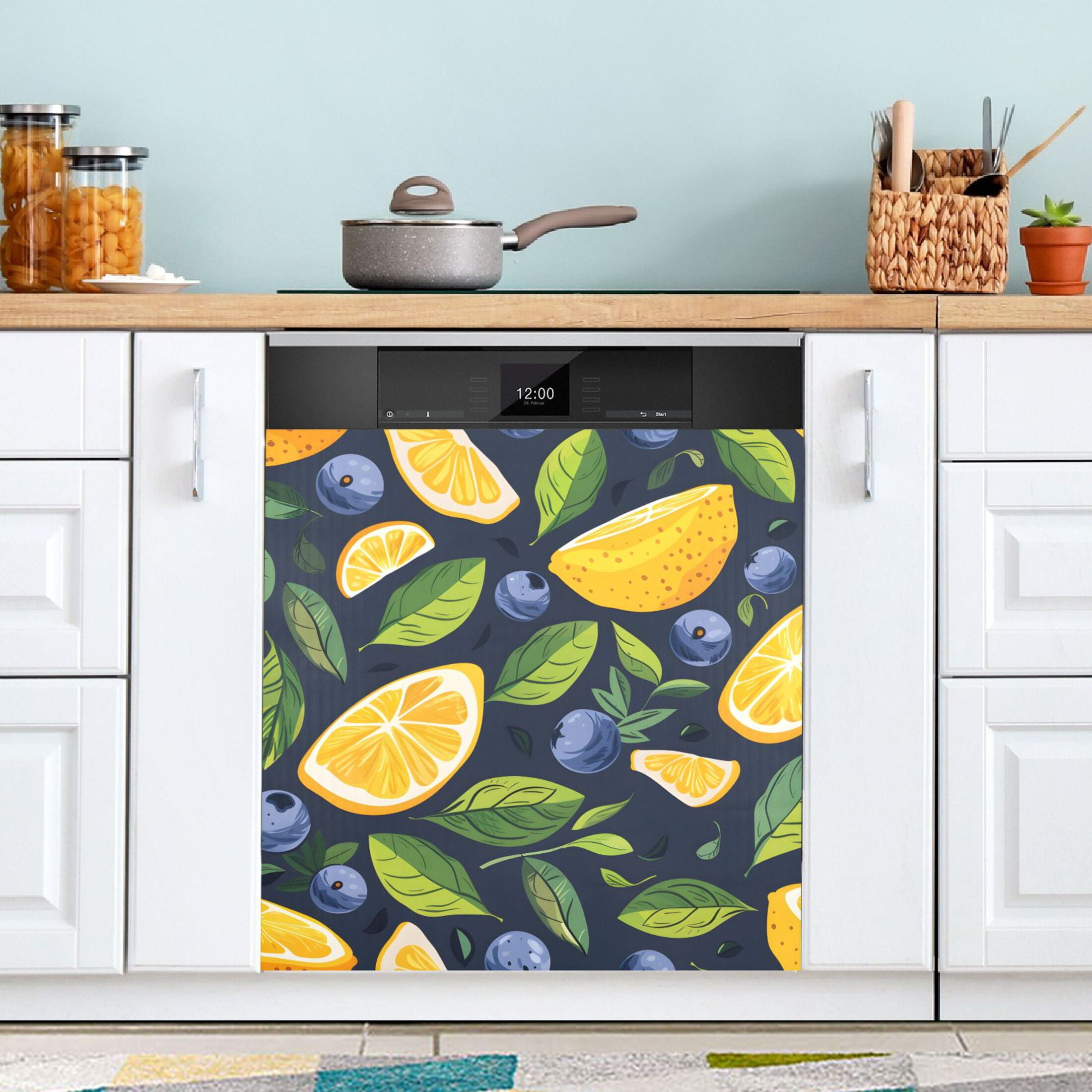 Lemon Blueberry Dishwasher Magnetic Covers Magnet Sticker Kitchen Decor ...