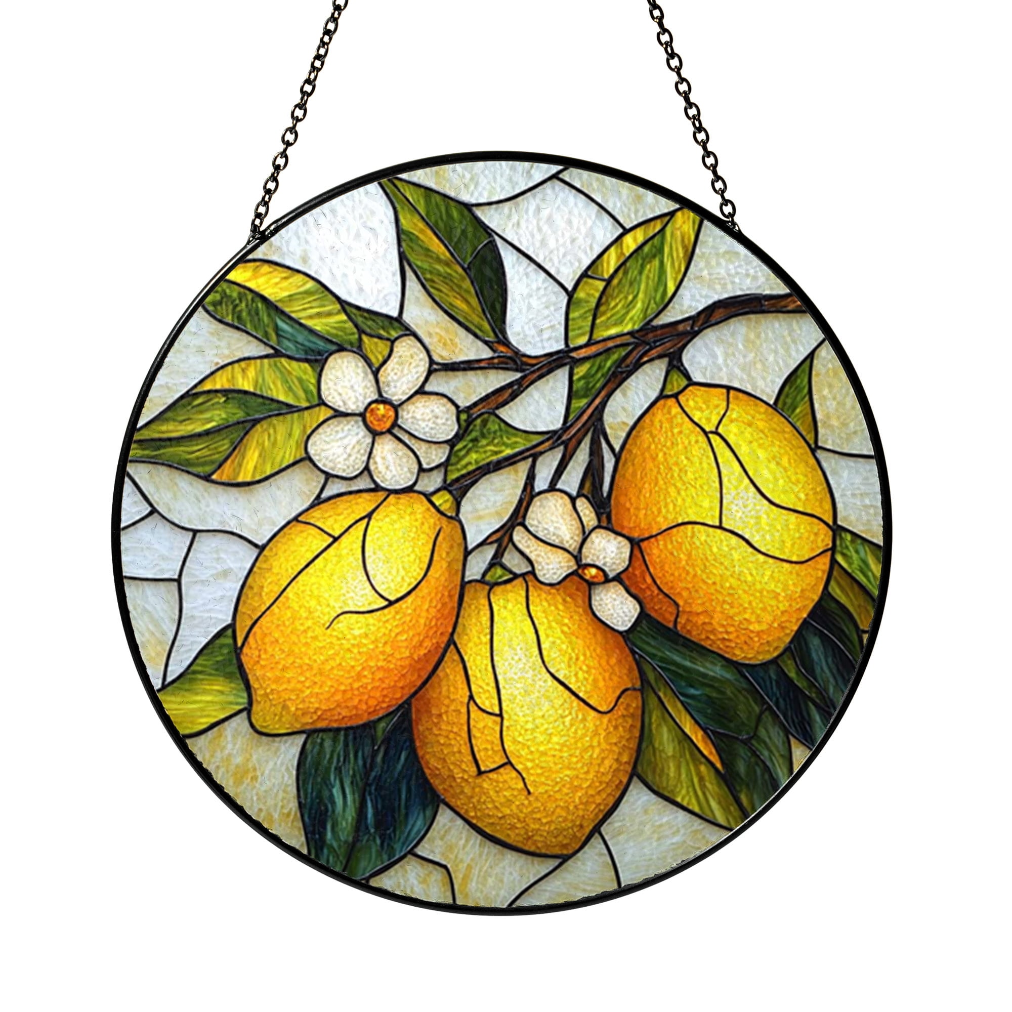 Lemon Branch Theme Fantasy Stained Glass Window Hanging, Decorative ...
