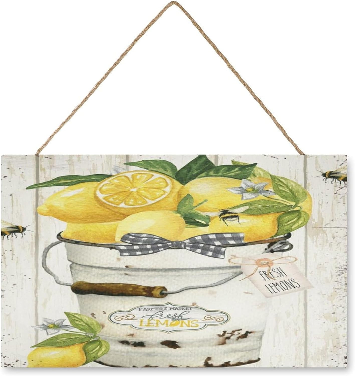 Lemon Bucket and Bees Sign Lemon Kitchen Decor Accessories,Rustic ...