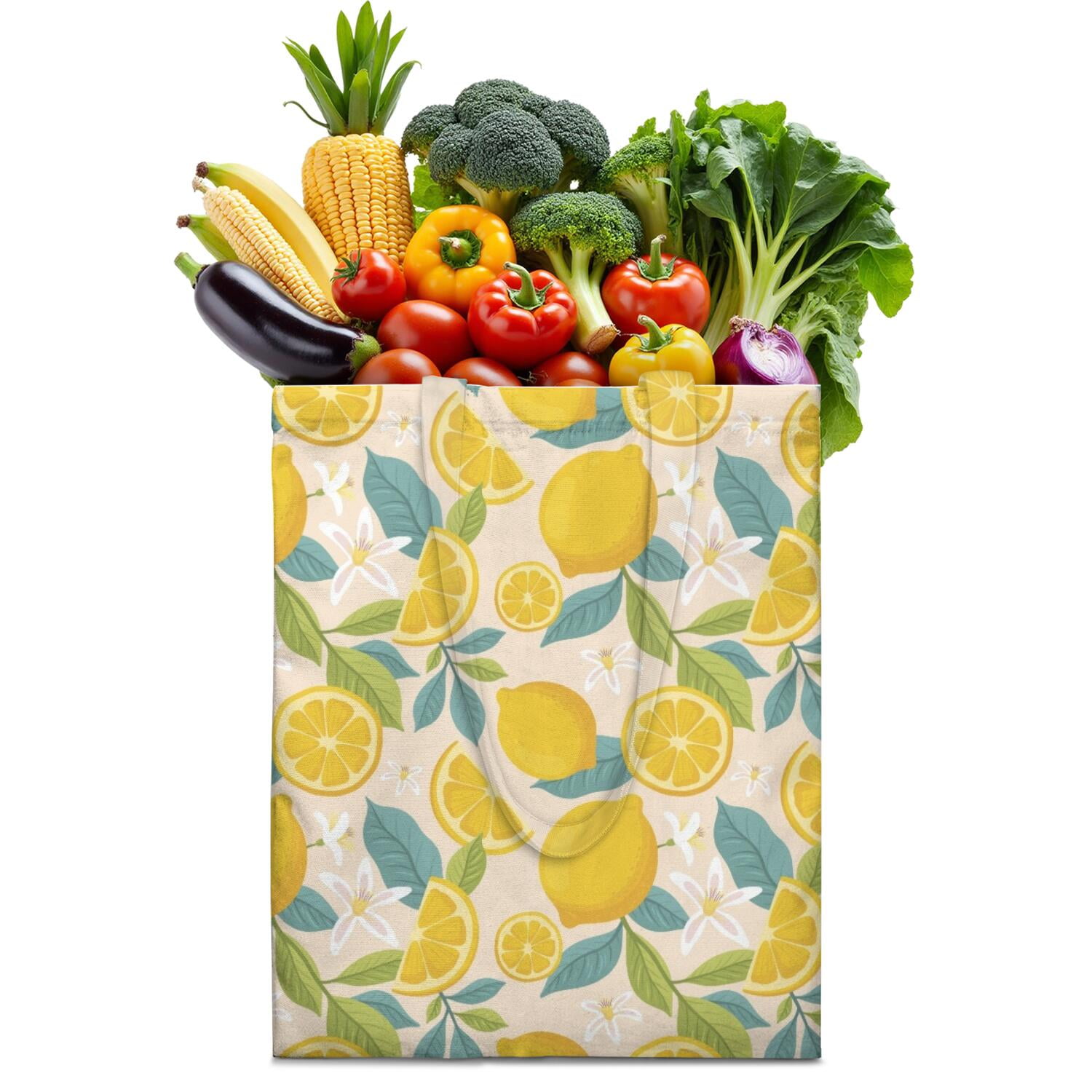 Lemon Canvas Tote Bag Summer Yellow Fruit Vintage Floral Cute Modern ...