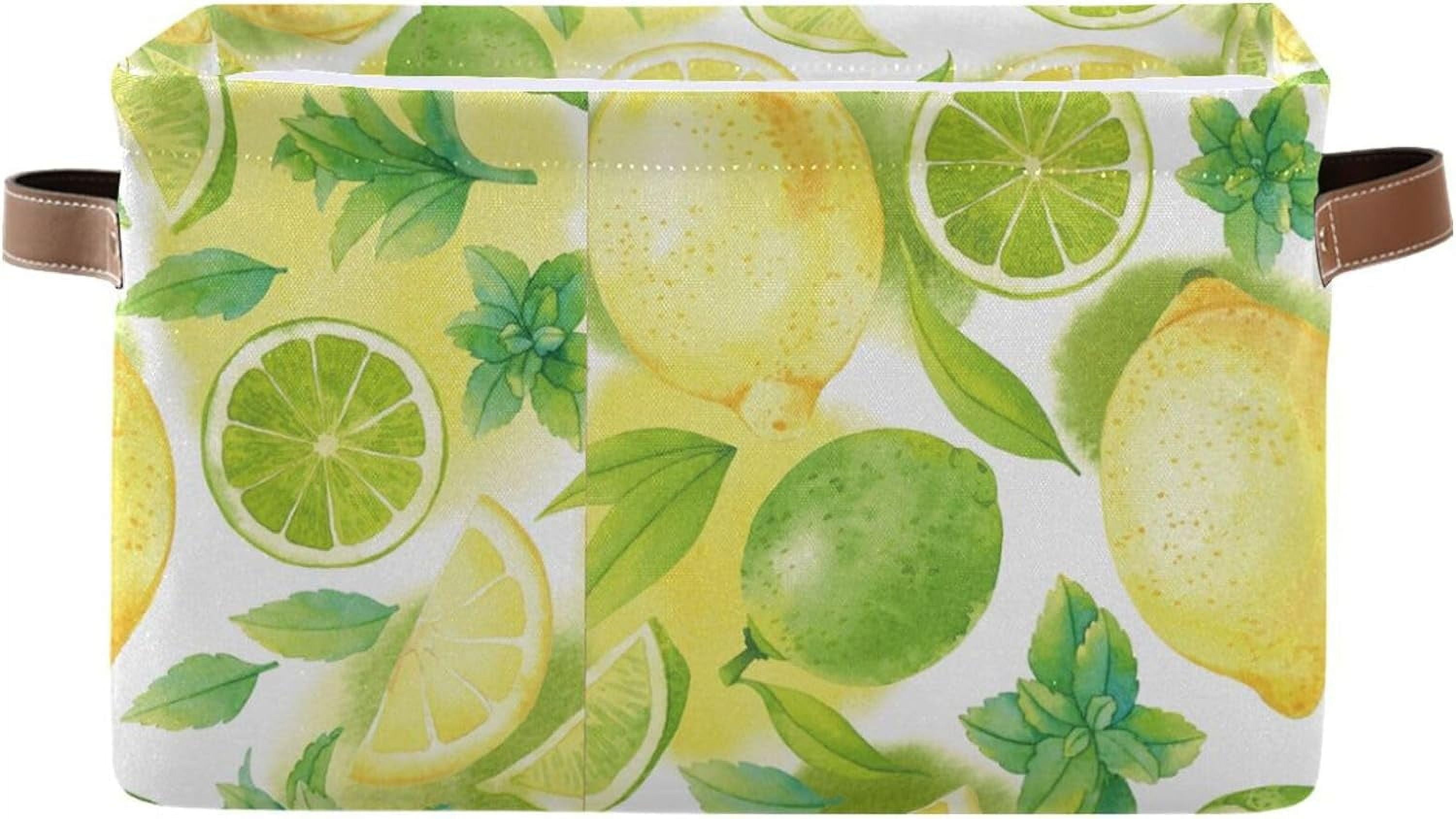Lemon Cartoon Storage Basket, Durable Canvas Organizer With Handles ...