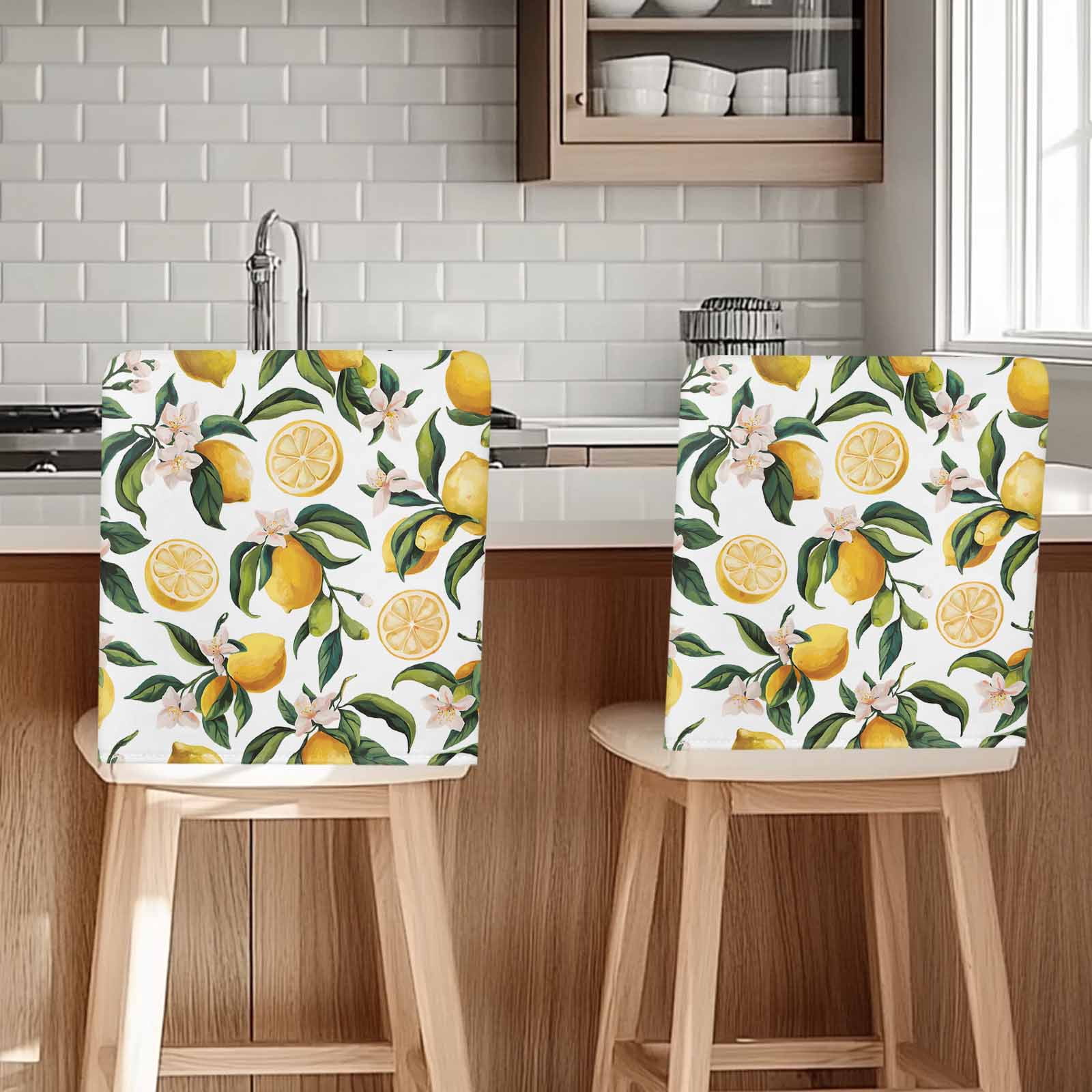 Lemon Chair Covers Set of 8 Summer Fruit Chair Back Covers Stretch ...