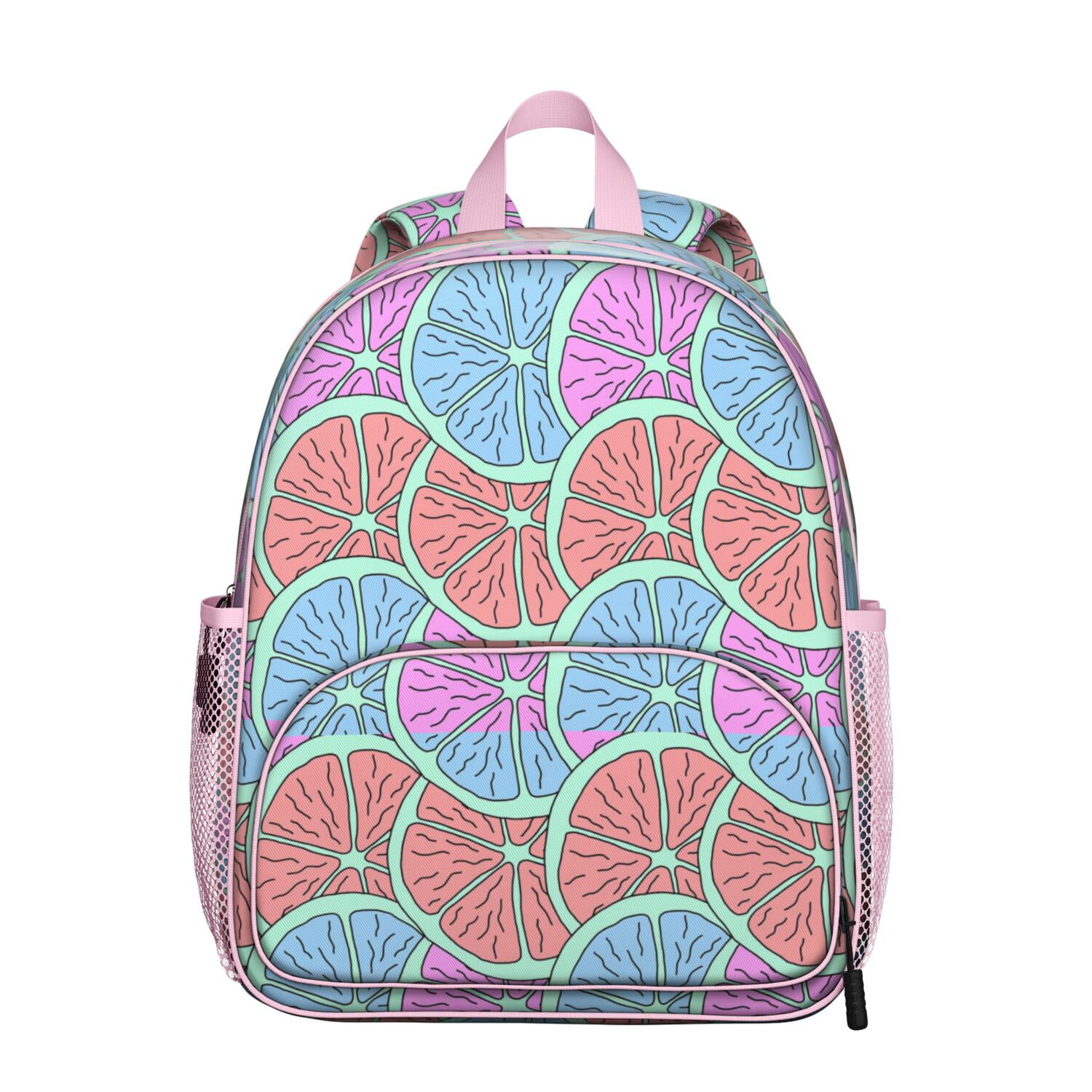 Lemon Citrus Print Backpack, Bright Yellow and Floral Pattern, Compact ...