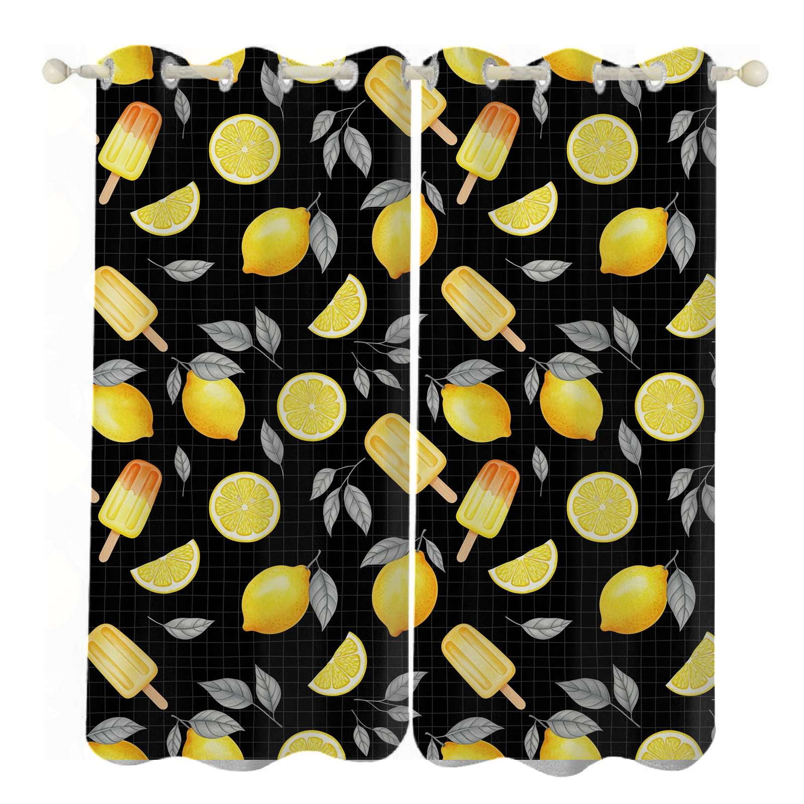 Lemon Citrus Summer Print Sunshade Curtains Home Bedroom Living Room ...
