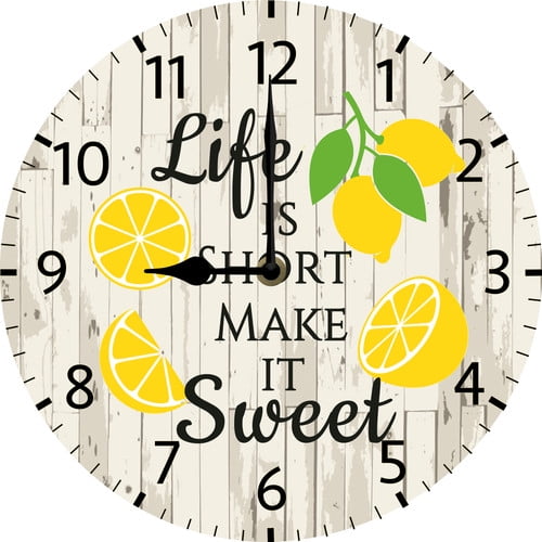 Lemon Clock Kitchen Wall Clocks Inspirational Quote Life is Short Make ...