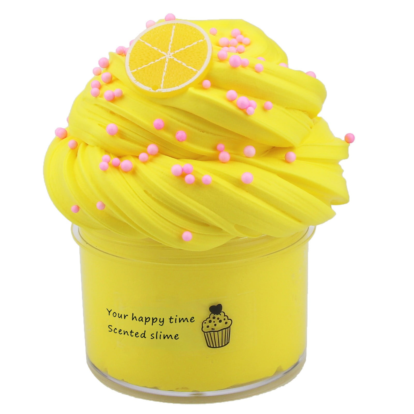 Lemon Cupcake Slime Toy - Scented Yellow & Pink Stress Relief Slime ...