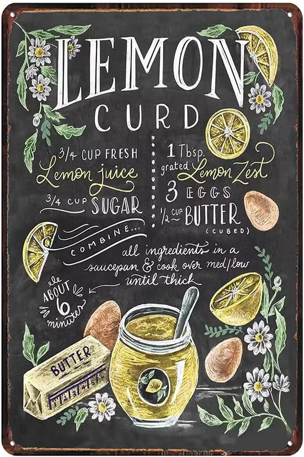 Lemon Curd Tin Sign - Vintage Food Metel Sign - Retro Aluminum Sign for ...