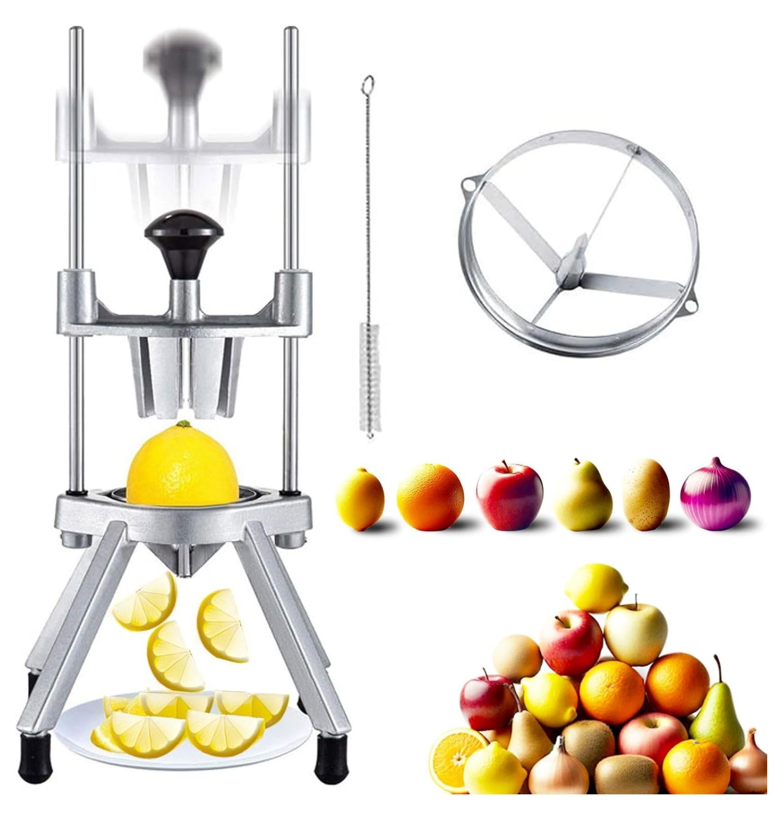 Lemon Cutter 4-Section with V-Shaped 420 Stainless Steel Blades，Easy ...