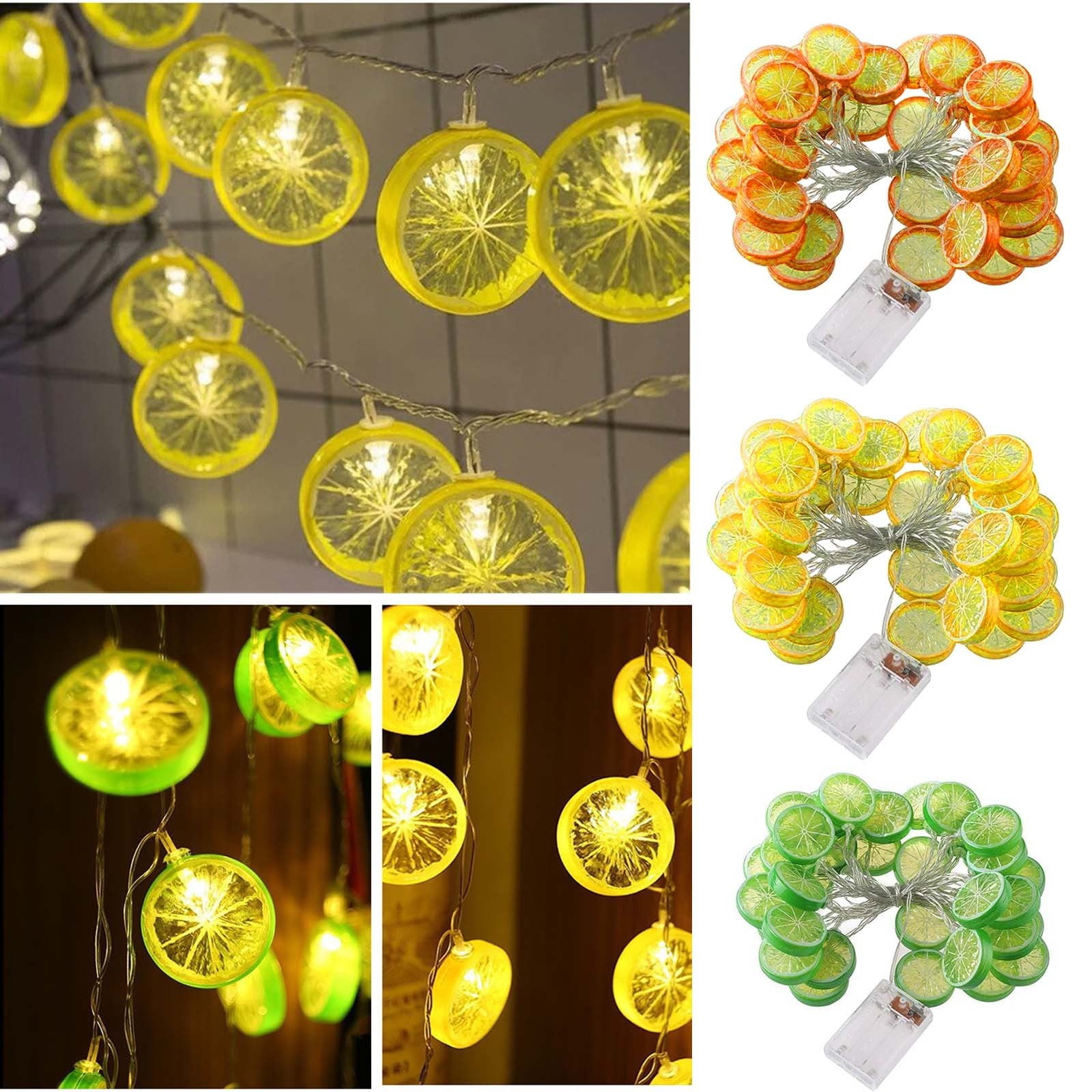 Lemon Decorative String Lights | 6 Meter 40 LED Orange Lemon Light Chain | Battery Powered ...