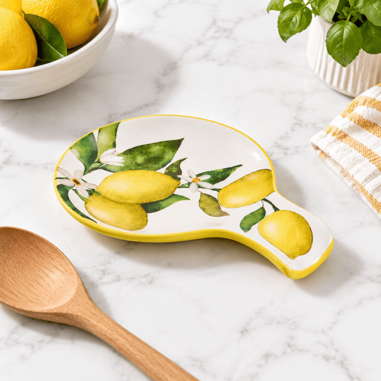 Lemon Dreams Ceramic Spoon Rest For Stove Top Kitchen Holder - Walmart.com