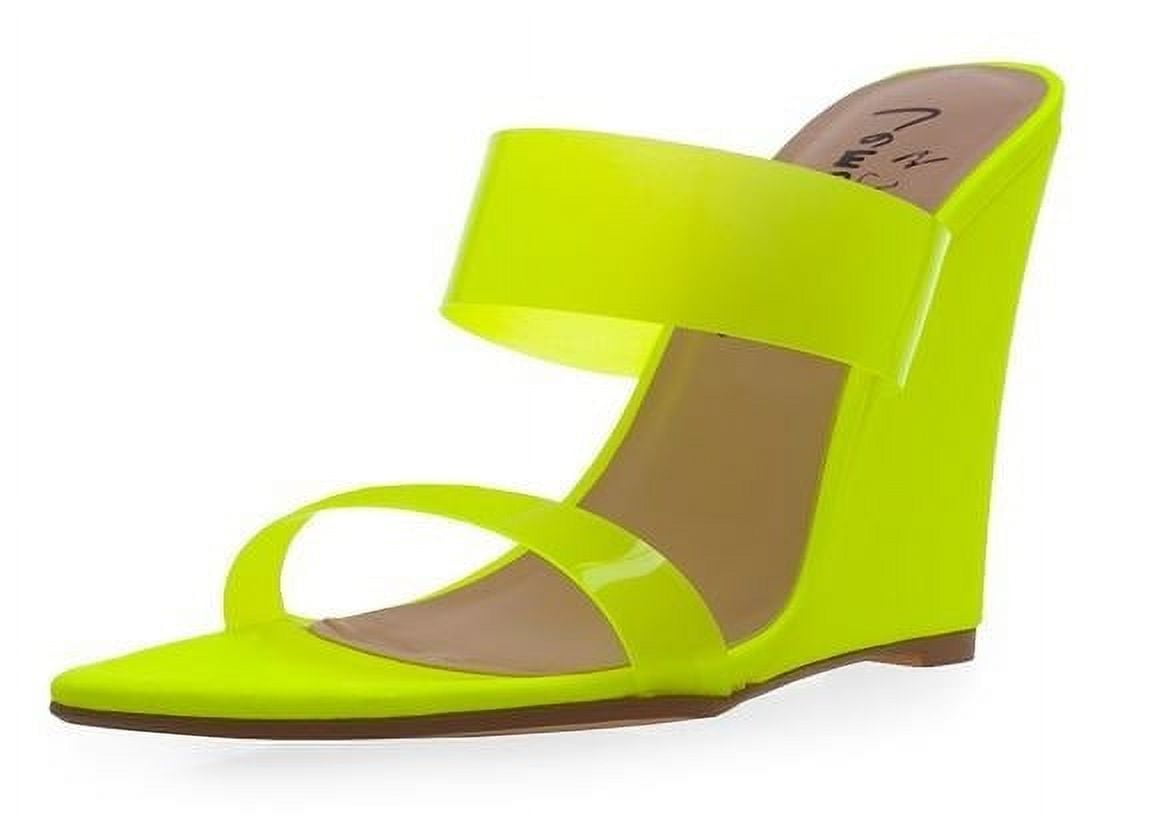 Lemon Drop Privileged Demille Neon Yellow High Wedge Clear Strap Mule ...