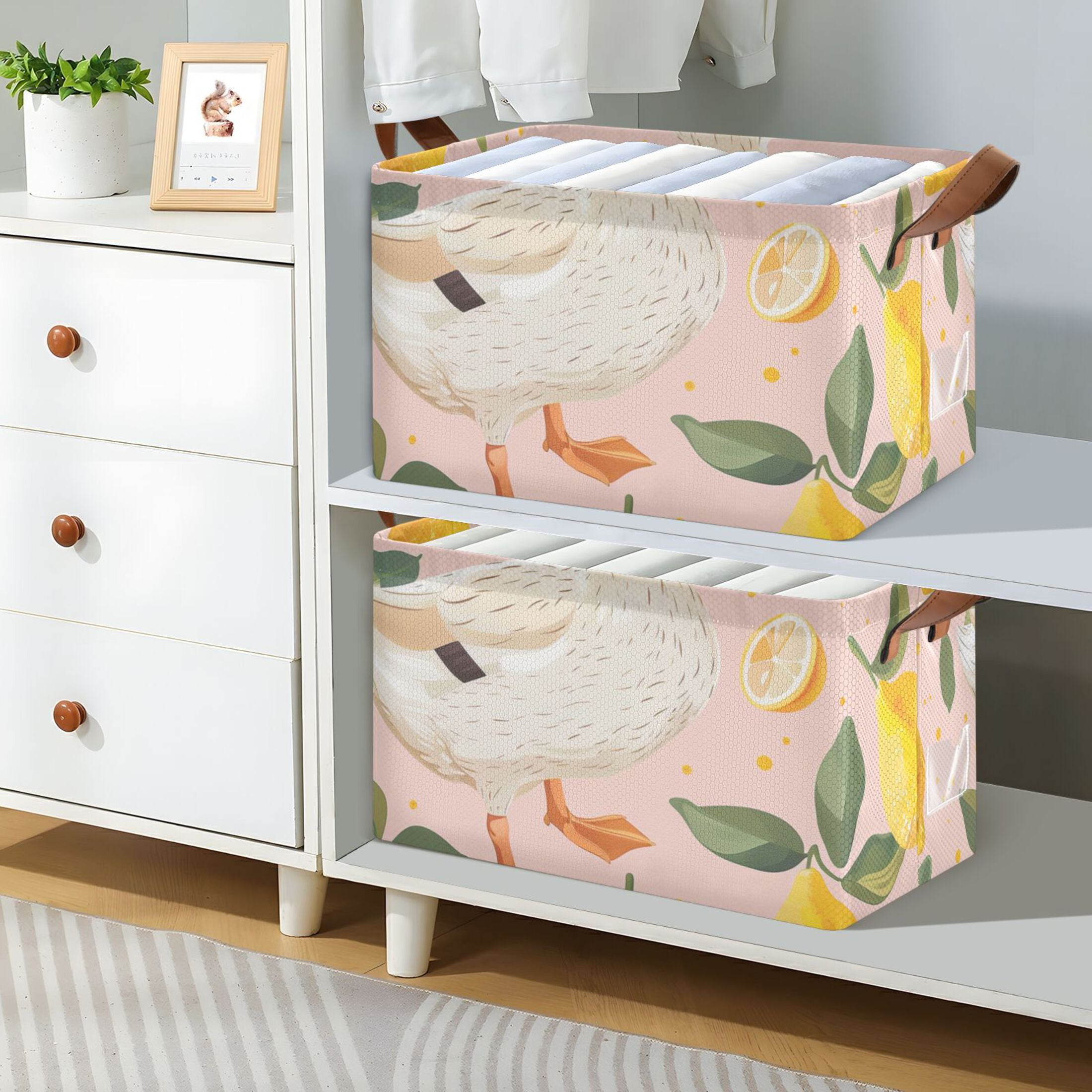 Lemon Duck Leaves Foldable Storage Large Fabric Storage Baskets ...