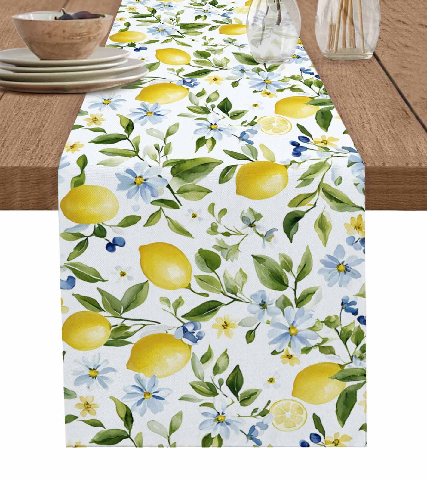 Lemon Eucalyptus Table Runner 72 Inches, Farm Country Leaf Plant Floral ...