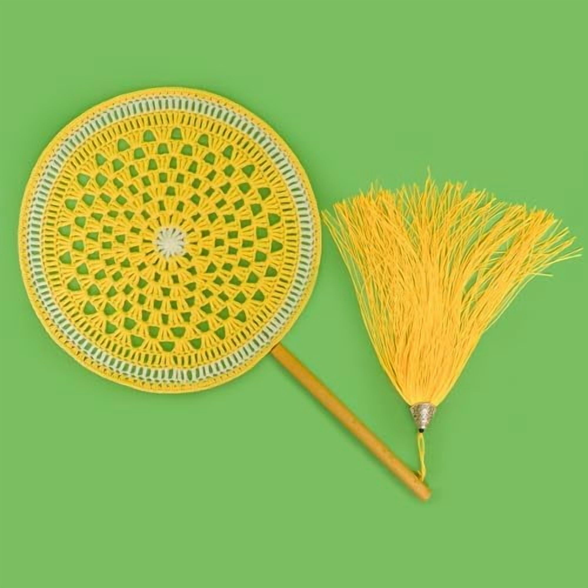 Lemon Fan Crochet Kit, Hi Crochet Fan (Wooden Base Not Included ...