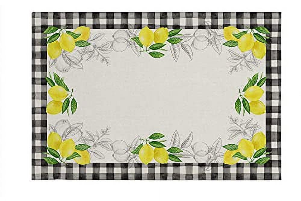 Lemon Farmhouse Lemon Watercolor Buffalo Plaid Retro Texture Indoor ...
