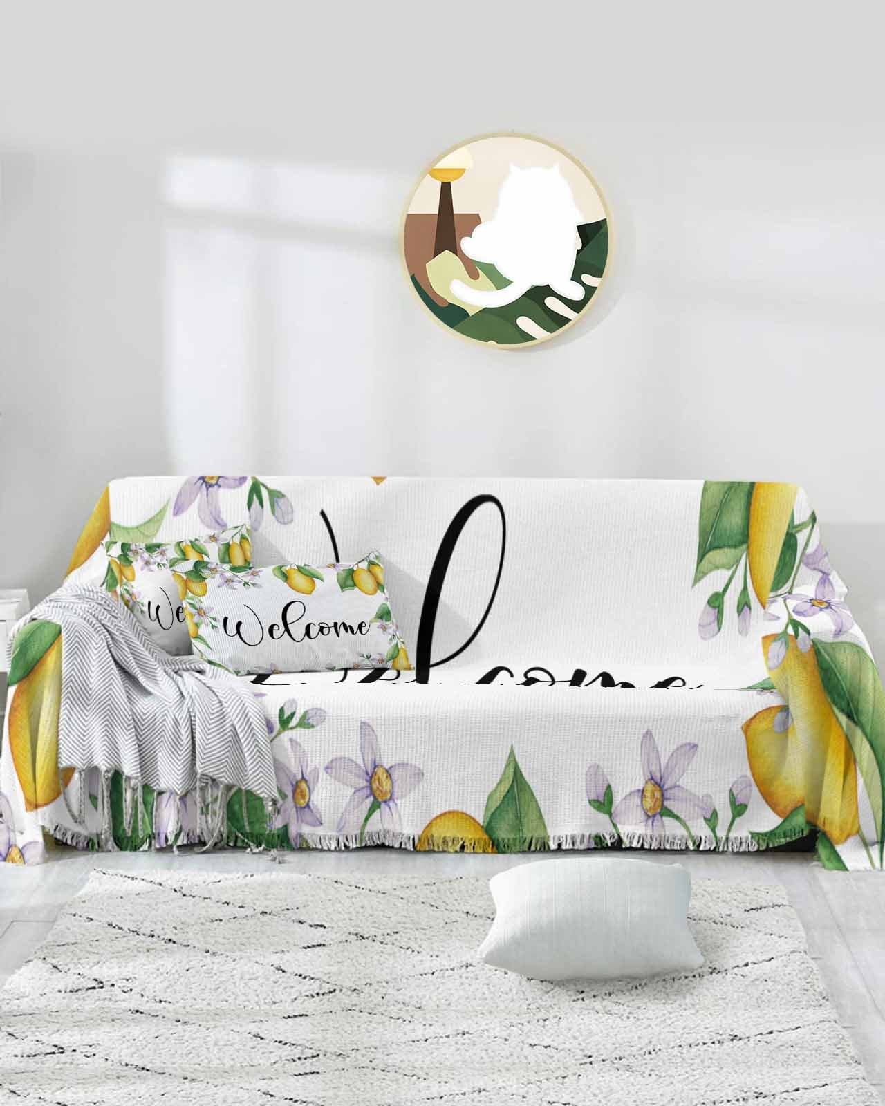 Lemon Flora Sofa Couch Covers for 3 Cushion Couch,Washable L Shape ...