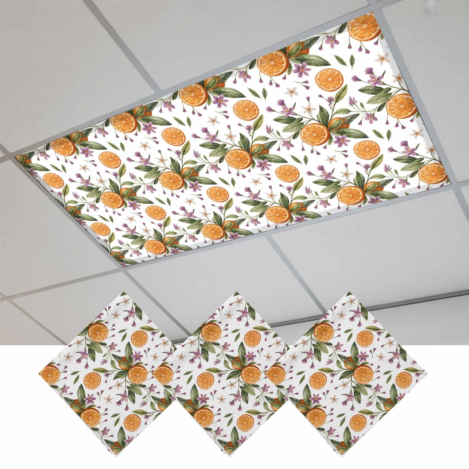Lemon Floral Magnetic Fluorescent Light Covers for Ceiling Lights 2x4Ft ...