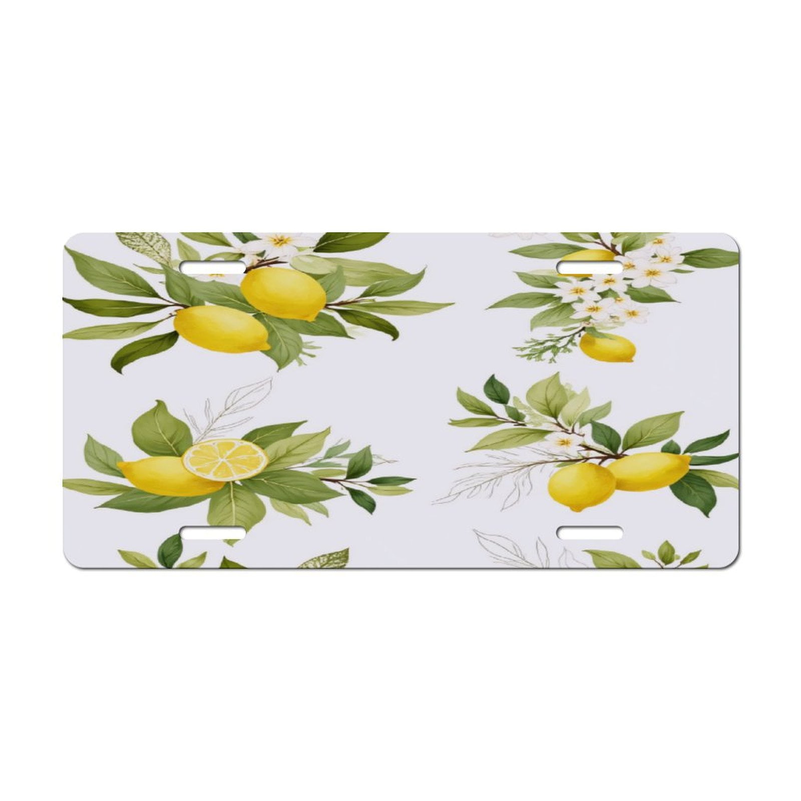 Lemon Floral Pattern License Plate Lightweight Aluminum Automotive ...