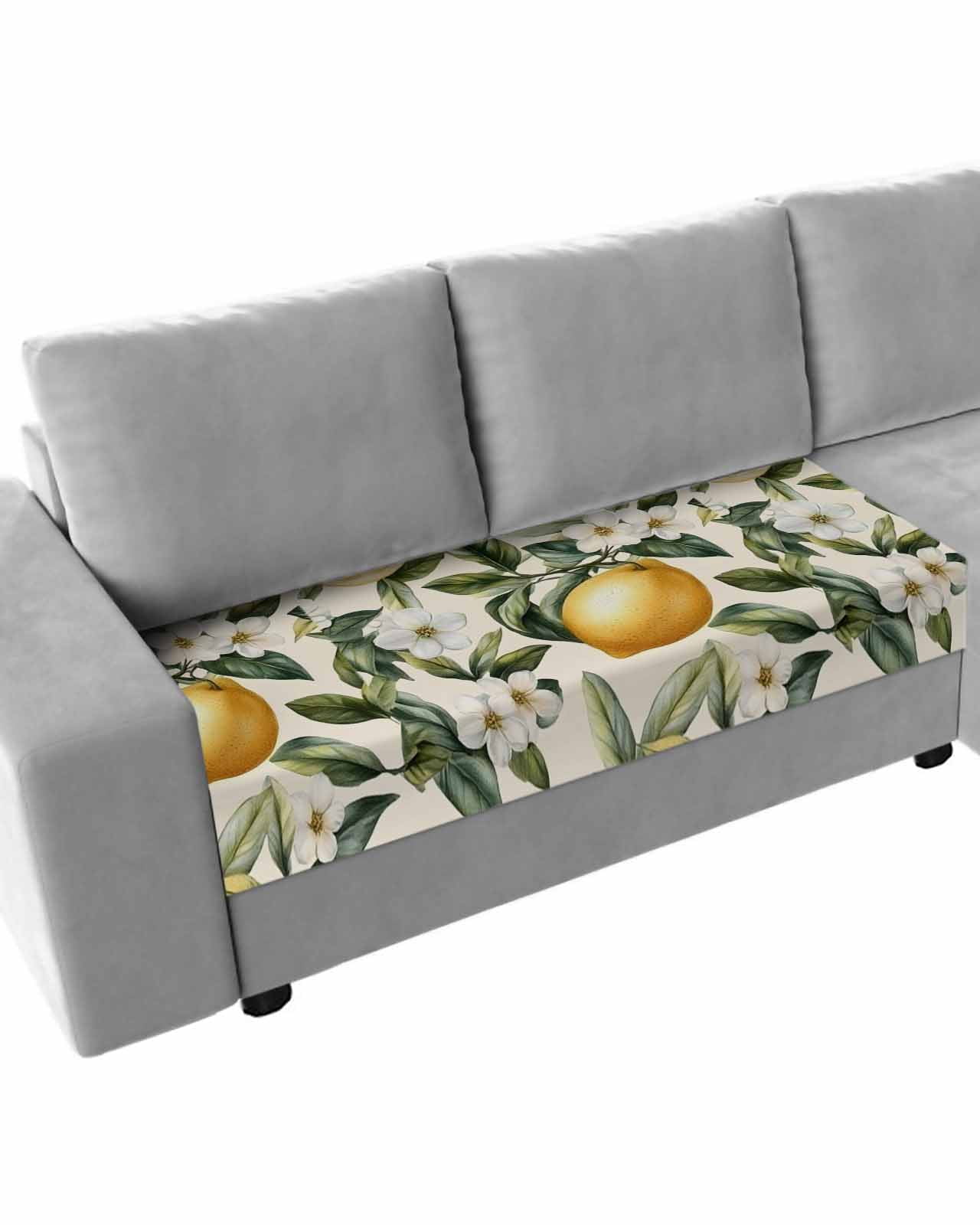 Lemon Floral Sofa Couch Cushion Covers Washable, Removable Stretchable ...