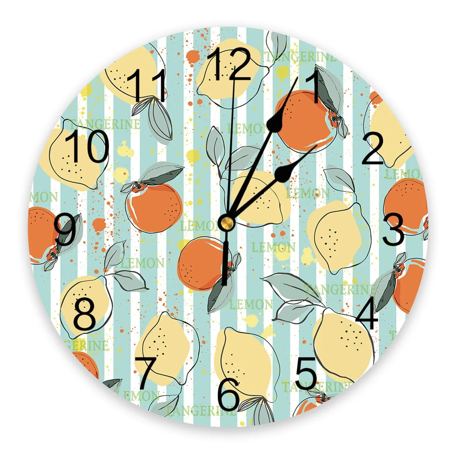 Lemon Flower Plant Bloom Fruit Bedroom Wall Clock Large Modern Kitchen ...
