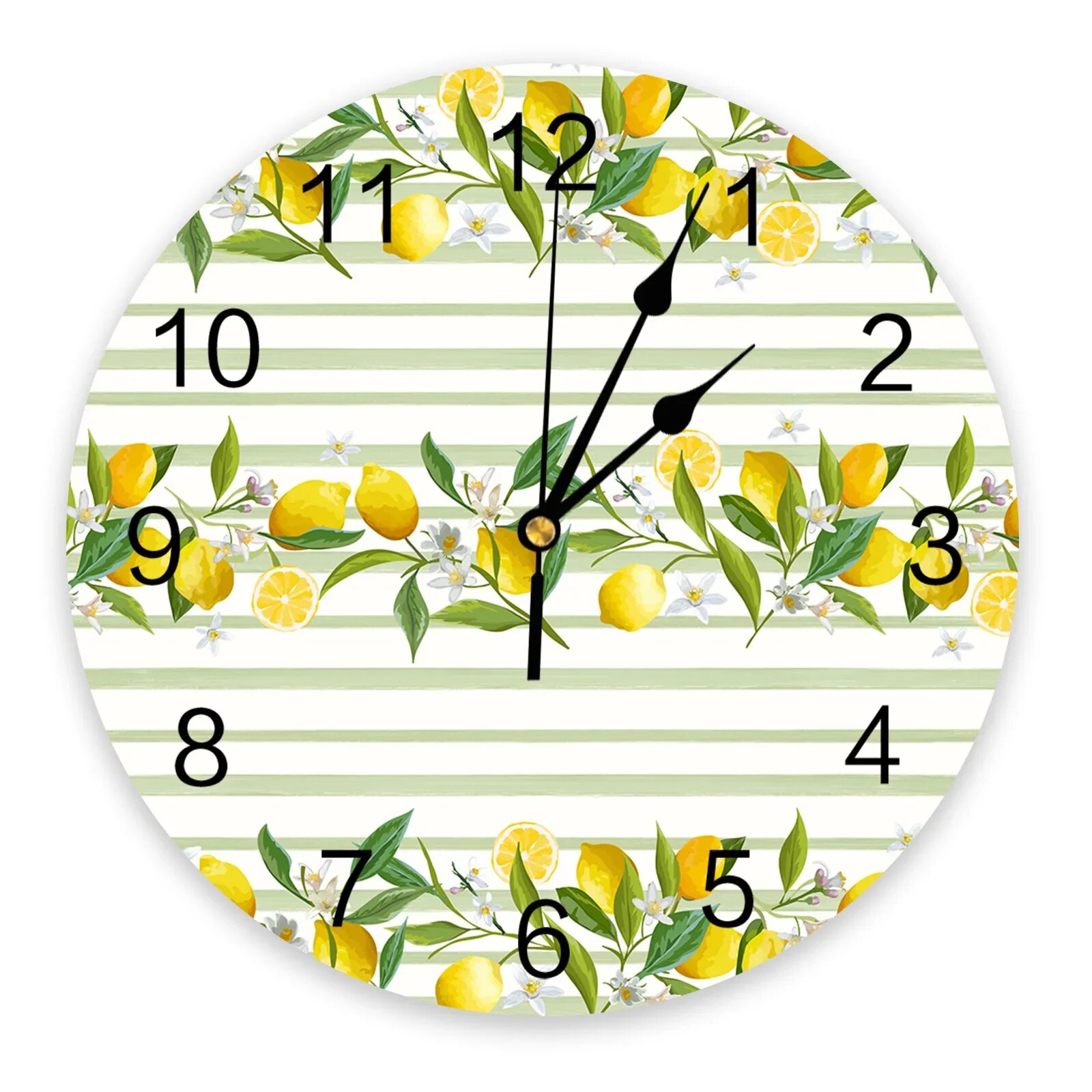 Lemon Flower Plant Bloom Fruit Bedroom Wall Clock Large Modern Kitchen ...