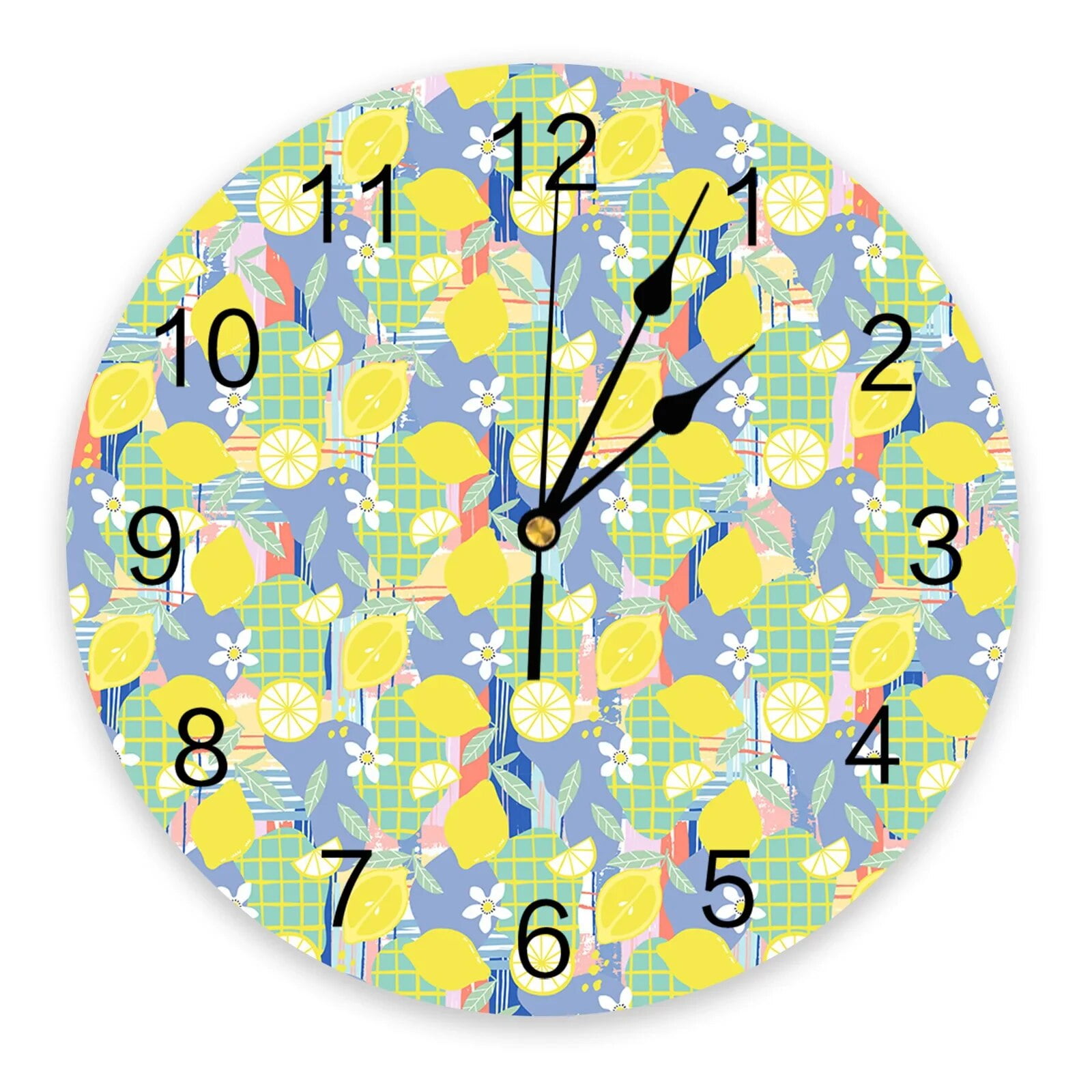 Lemon Flower Plant Bloom Fruit Bedroom Wall Clock Large Modern Kitchen ...