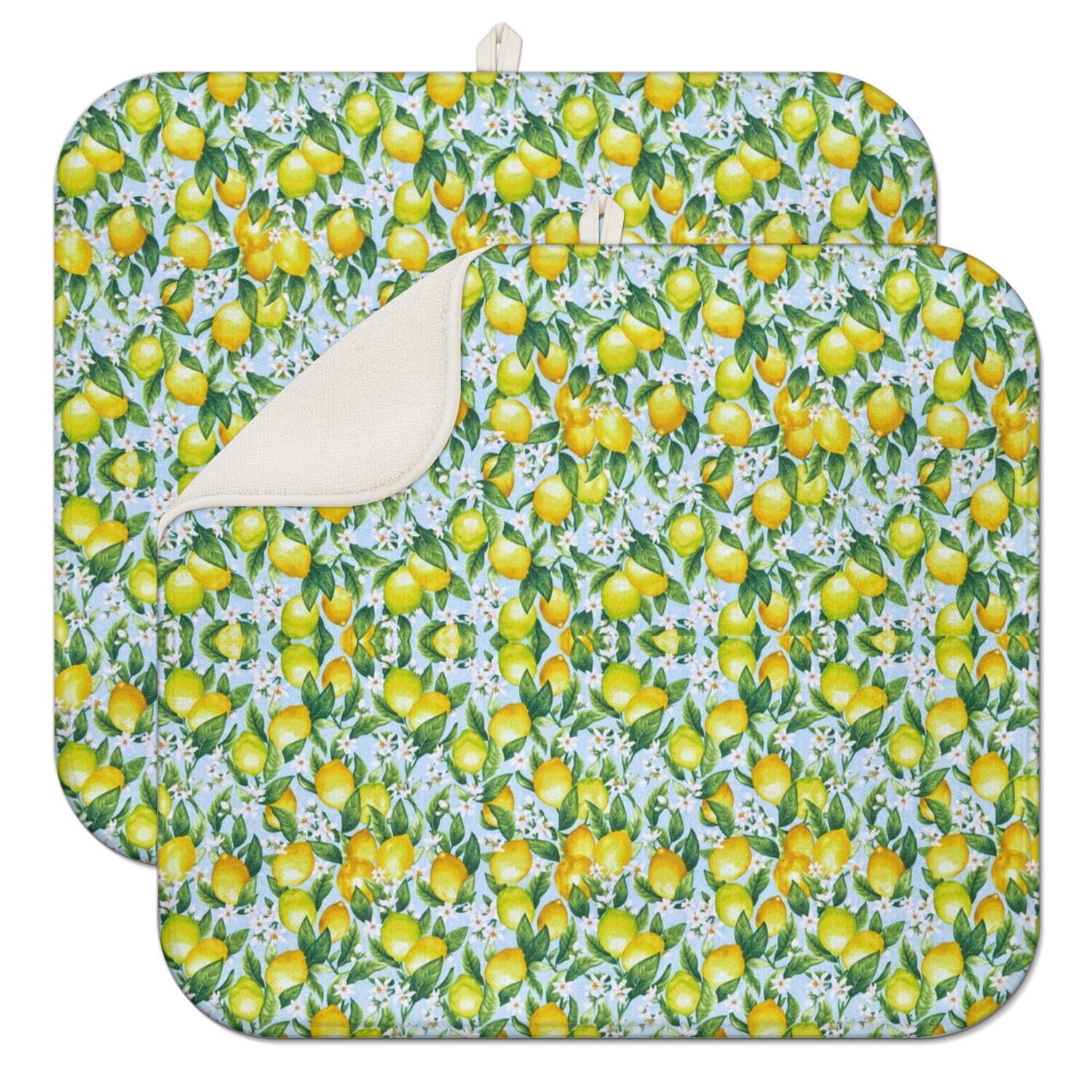 Lemon Fruit Coffee Mat – Cute Yellow Lemon Pattern Microfiber Drying ...