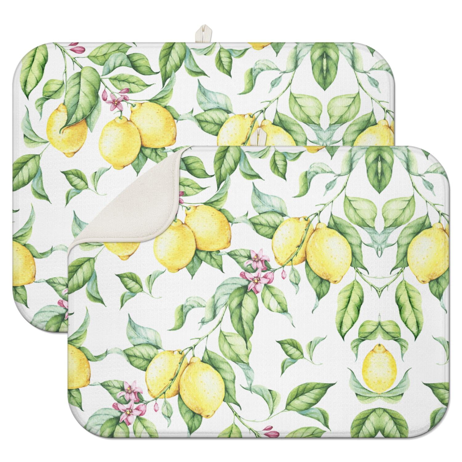 Lemon Fruit Coffee Mat – Cute Yellow Lemon Pattern Microfiber Drying ...
