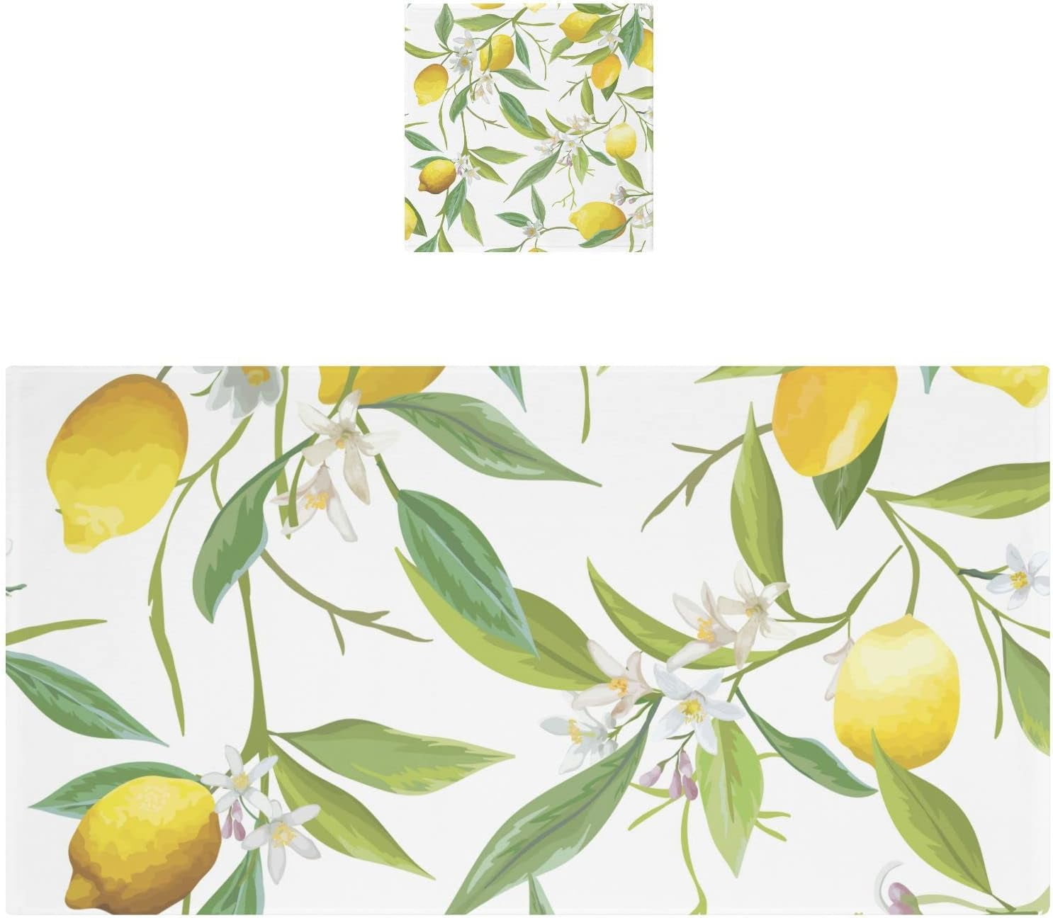 Lemon Fruit Flower Leaf Yellow Lemon Cotton Towel Set 2 Piece, 1 Bath ...