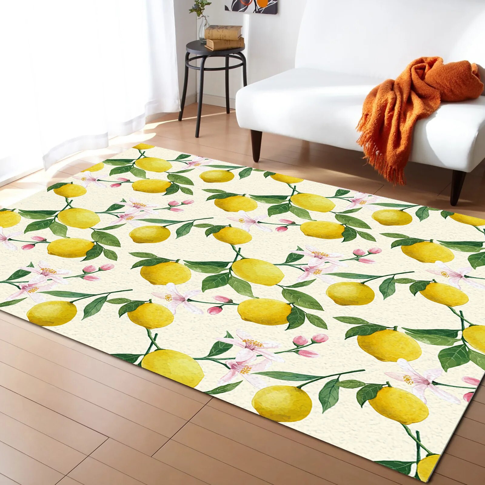 Lemon Fruit Flower Summer Living Room Carpet Coffee Table Floor Mat ...