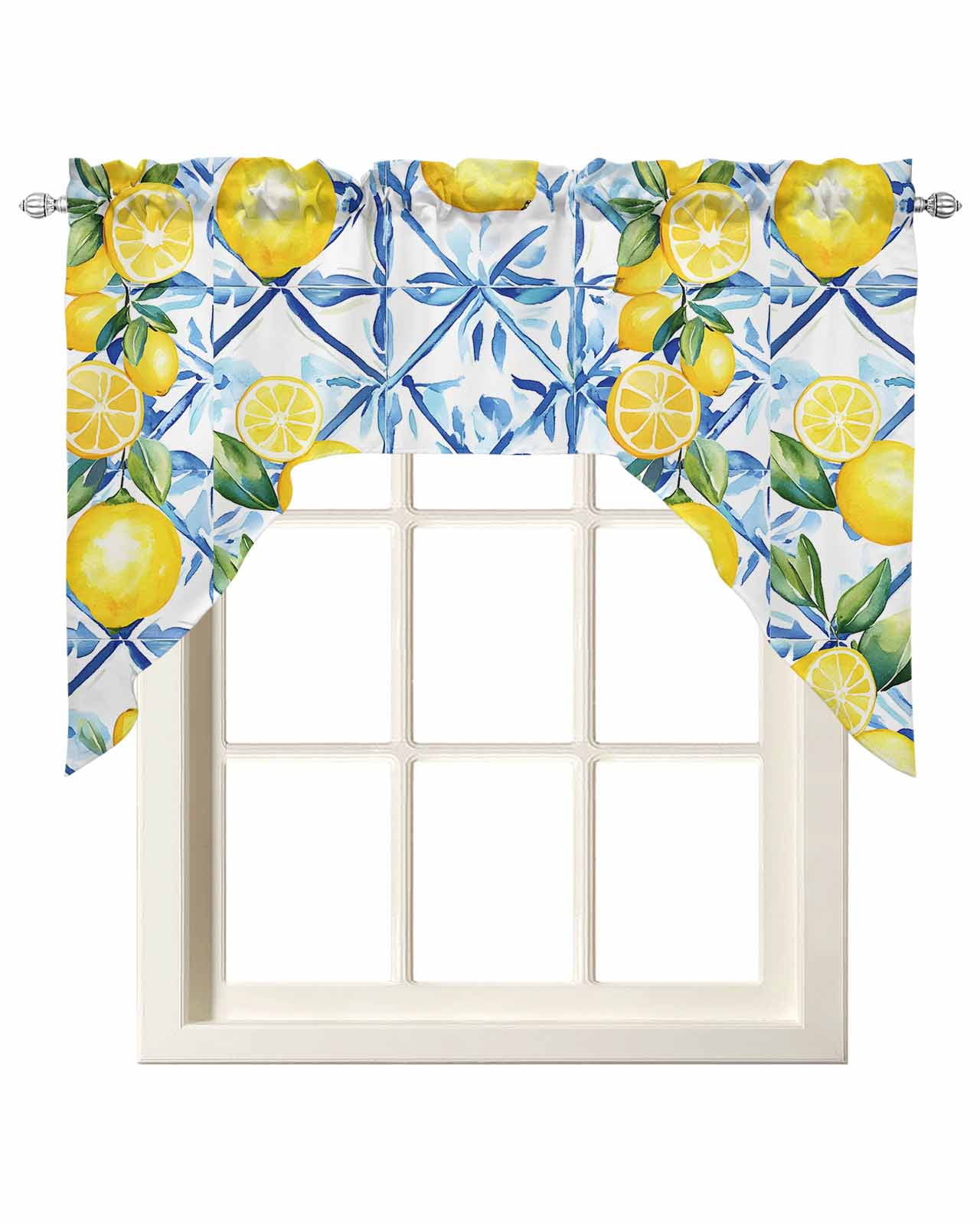 Lemon Fruit Kitchen Swag Valances for Windows, Spring Botanical Plants ...