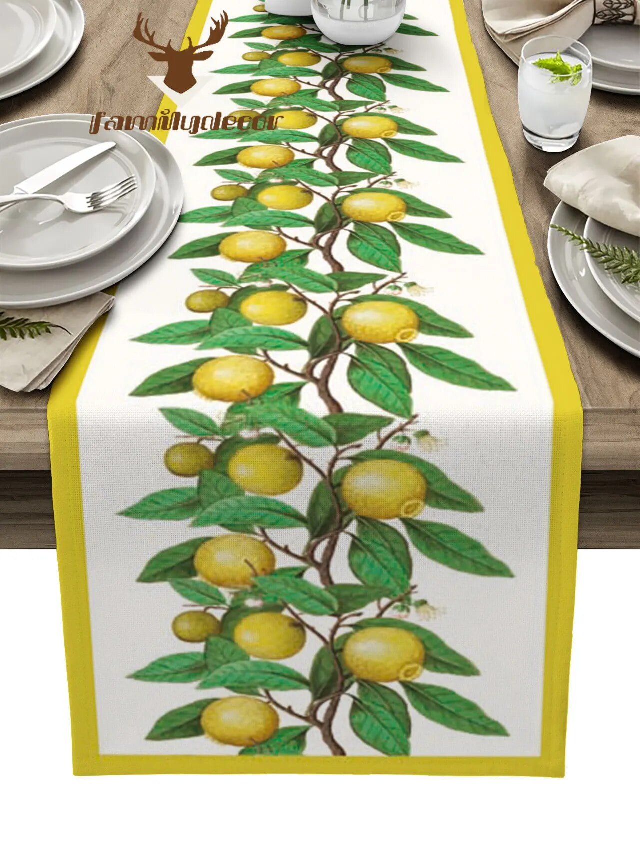 Lemon Fruit Leaves Table Runner Home Wedding r Table Flag Mat Table ...