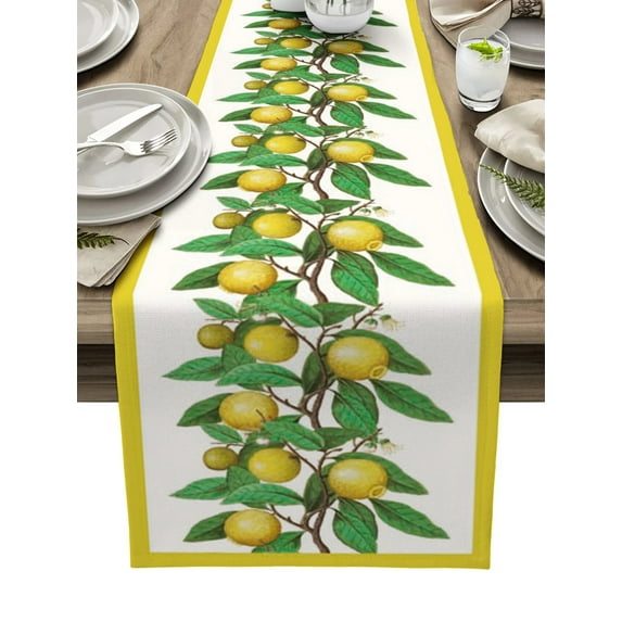 Lemon Fruit Leaves Table Runner Modern Party Dining Table Runner ...