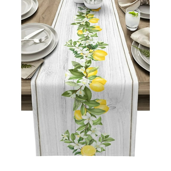 Lemon Fruit Leaves Table Runner Modern Party Dining Table Runner ...