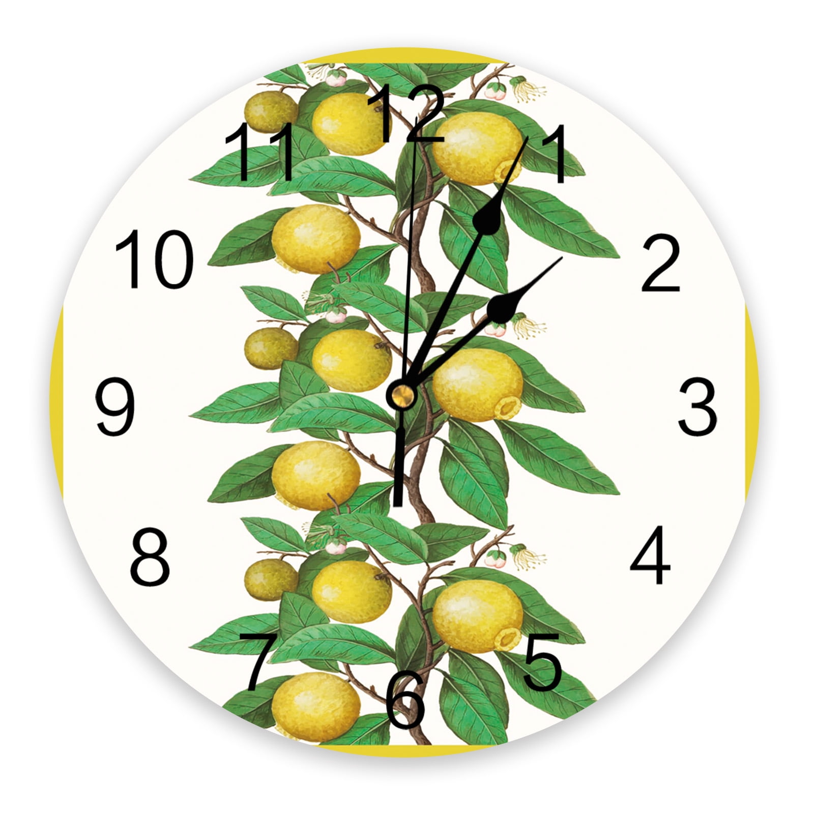 Lemon Fruit Leaves Wall Clock For Modern Home ration Teen Room Living ...