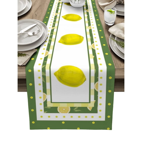 Lemon Fruit Polka Dot Lattice Table Runner Modern Party Dining Table ...