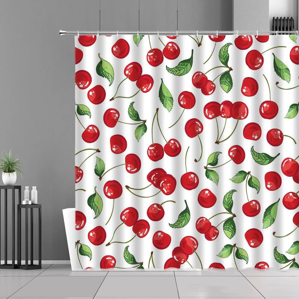Lemon Fruit Shower Curtains Cherry Strawberry Pineapple Fresh Fruits ...