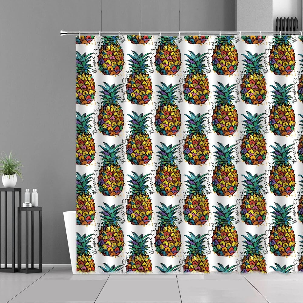 Lemon Fruit Shower Curtains Cherry Strawberry Pineapple Fresh Fruits ...