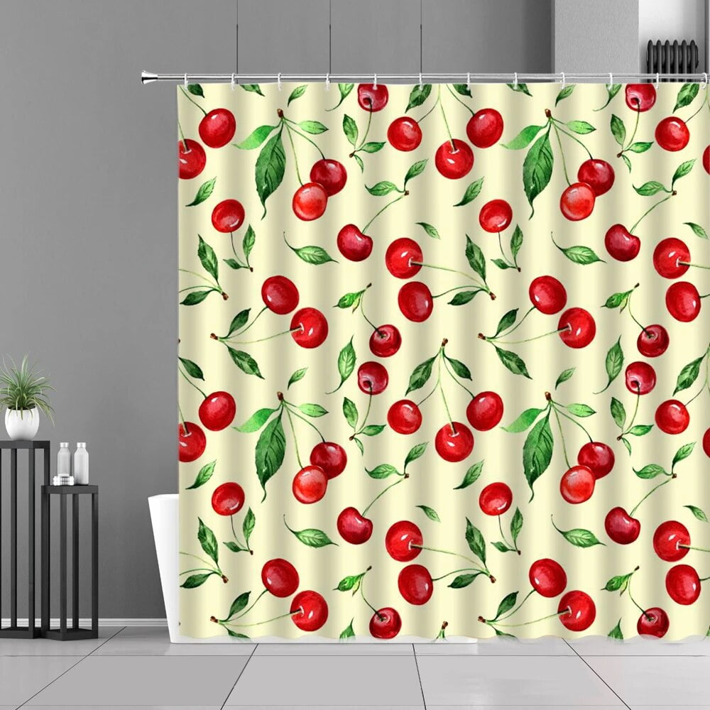 Lemon Fruit Shower Curtains Cherry Strawberry Pineapple Fresh Fruits ...