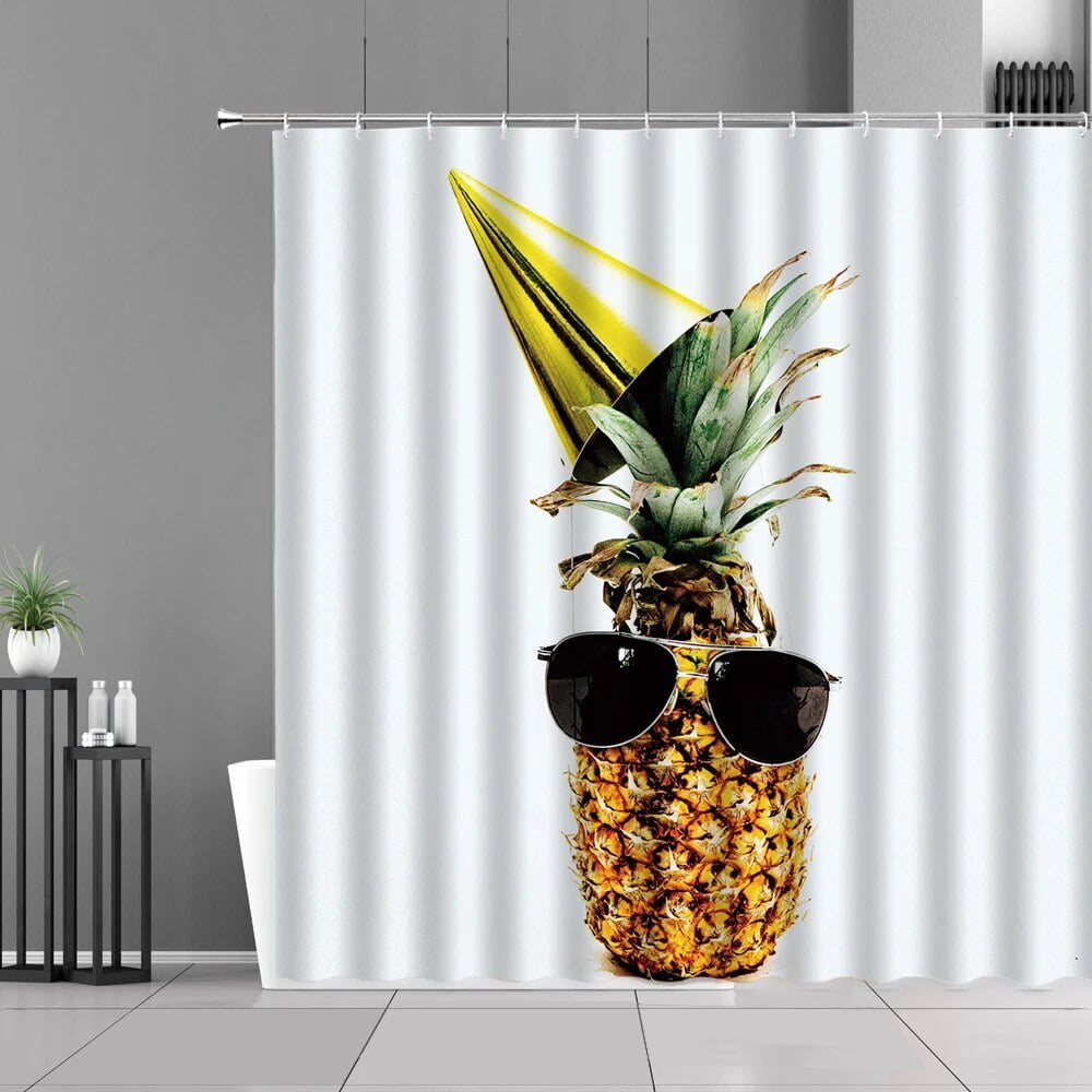 Lemon Fruit Shower Curtains Cherry Strawberry Pineapple Fresh Fruits ...