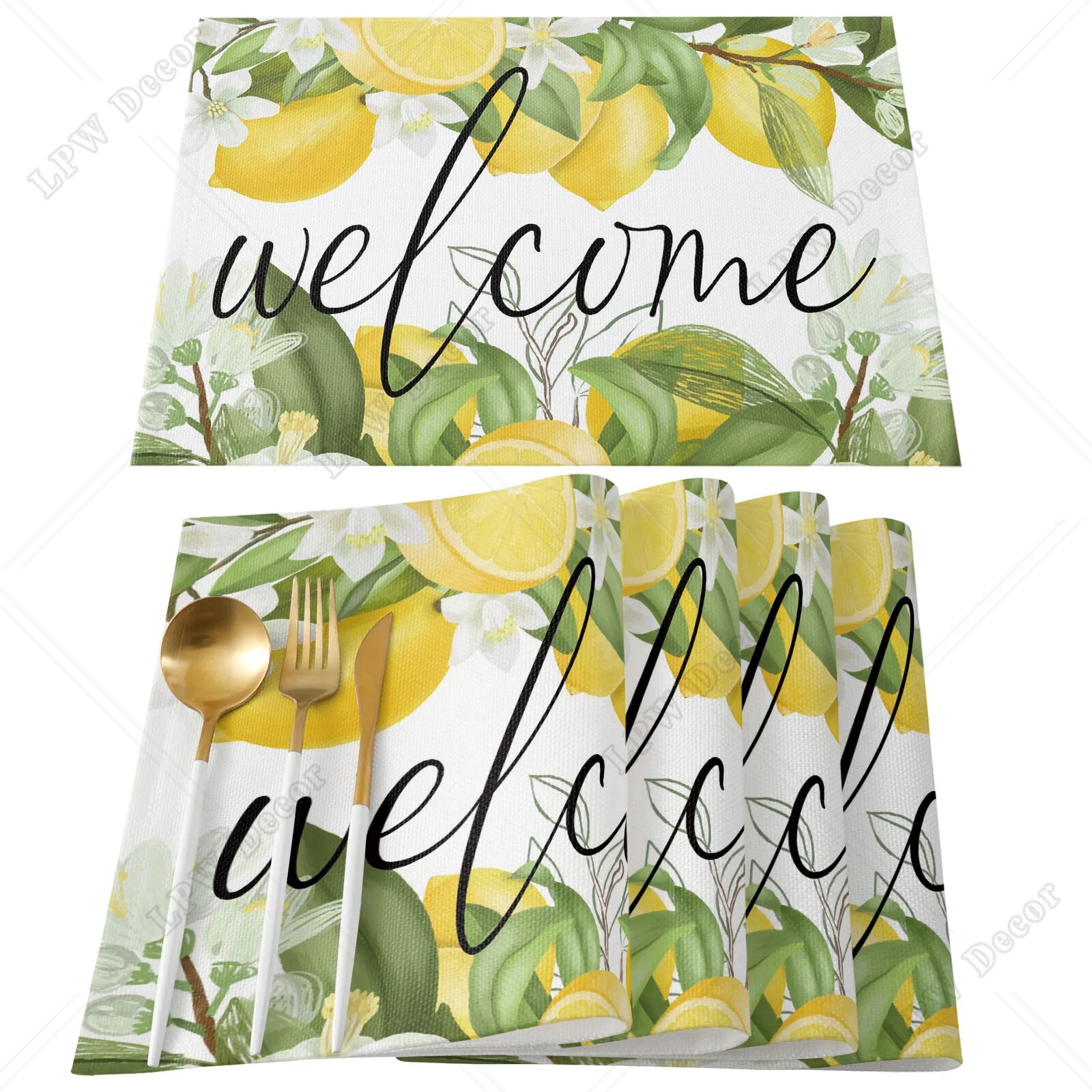 Lemon Fruit Summer Plaid Placemat Wedding Party Dining r Linen Table ...