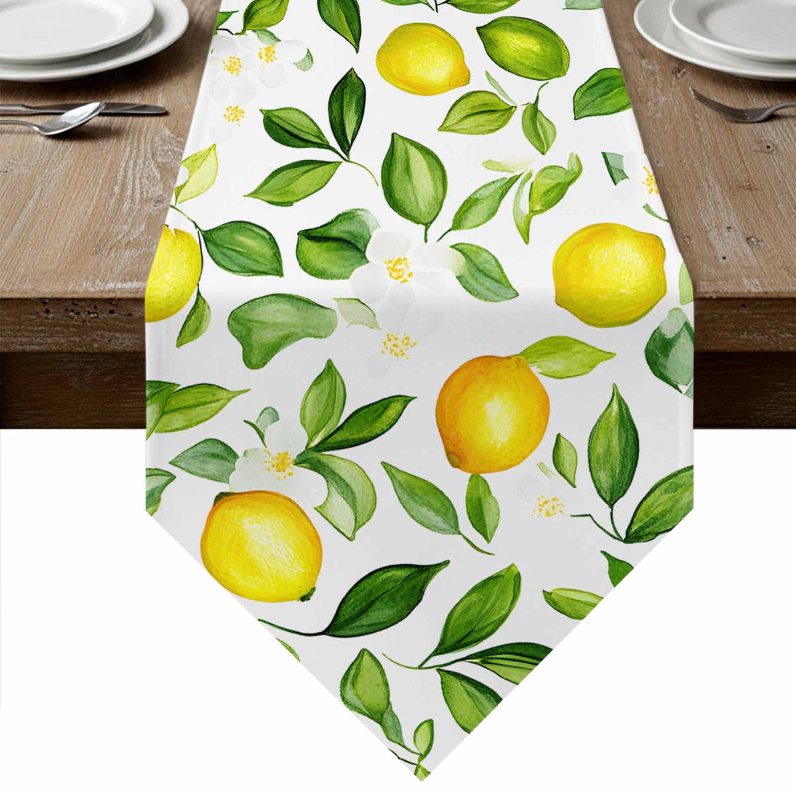 Lemon Fruit Table Runner Linen Burlap Table Runner 48 Inches Long ...
