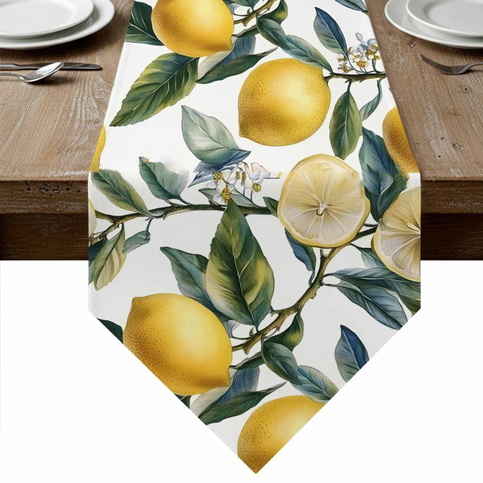 Lemon Fruit Table Runner Linen Burlap Table Runner 72 Inches Long Retro ...