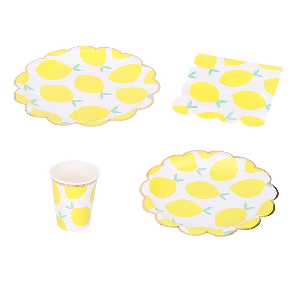 Lemon Fruit Themed Paper Plates And Cups Disposable Tableware 4 Piece ...