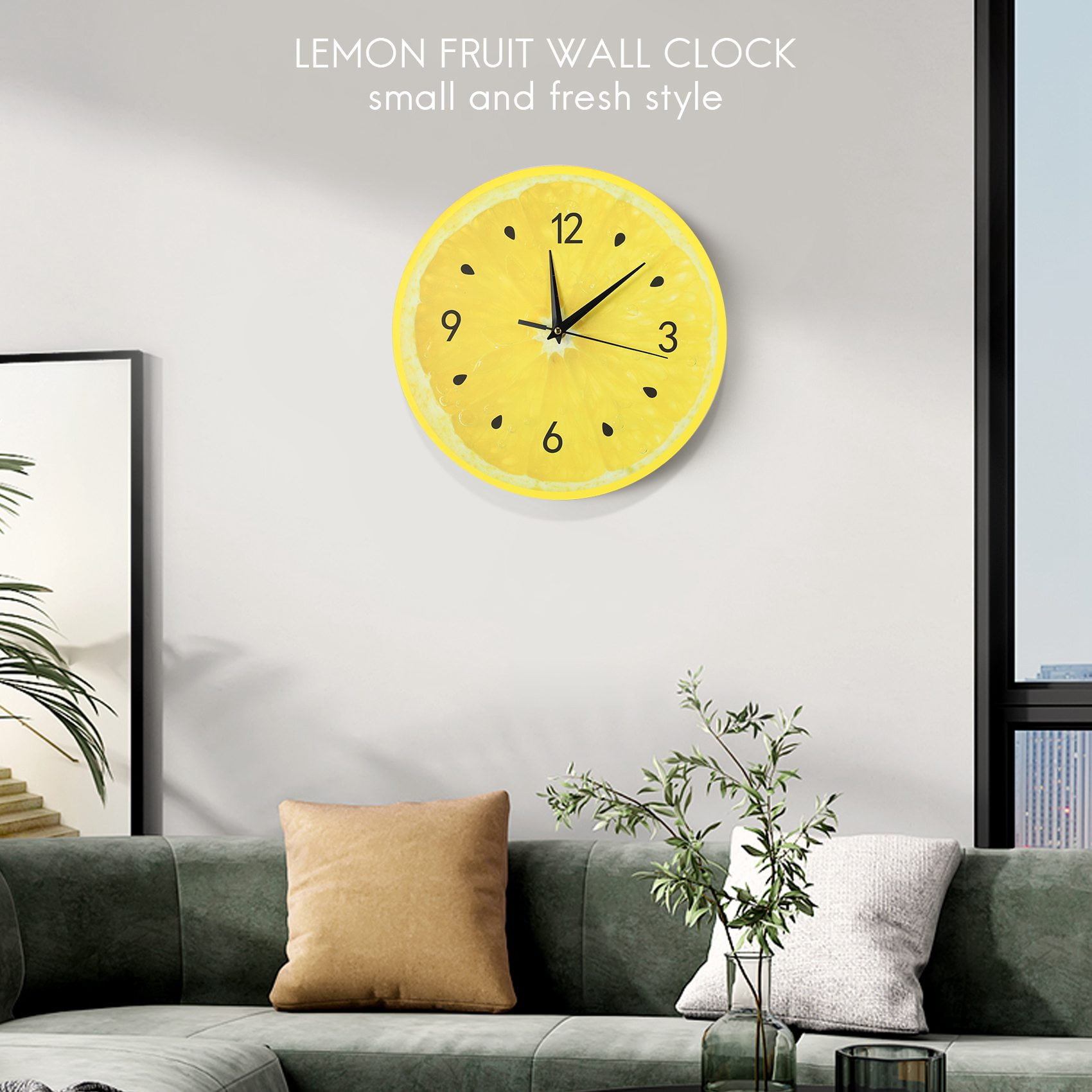 Lemon Fruit Wall Clock Clocks Home Decor Living Room Clock Tropical ...