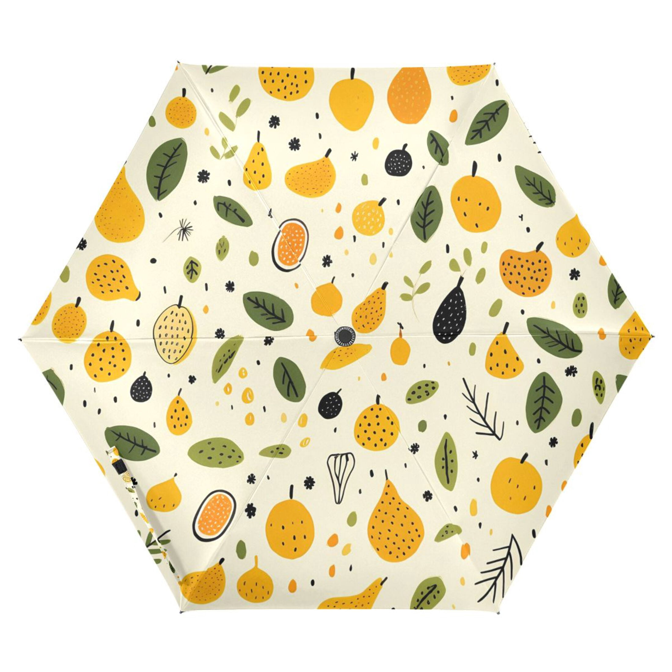Lemon Fruits Leaves UPF 50+ Compact Folding Umbrella for Rain Windproof ...