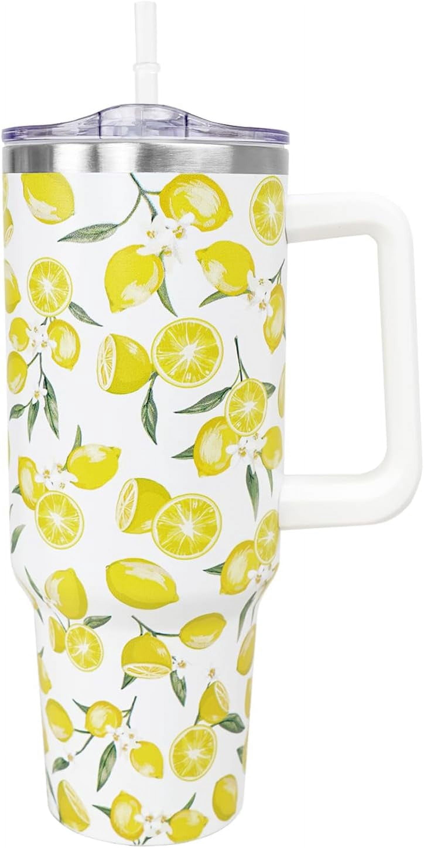 Lemon Gifts Cup, Yellow Lemon Tumbler with Straw Coffee Mug, Lemon Cups ...