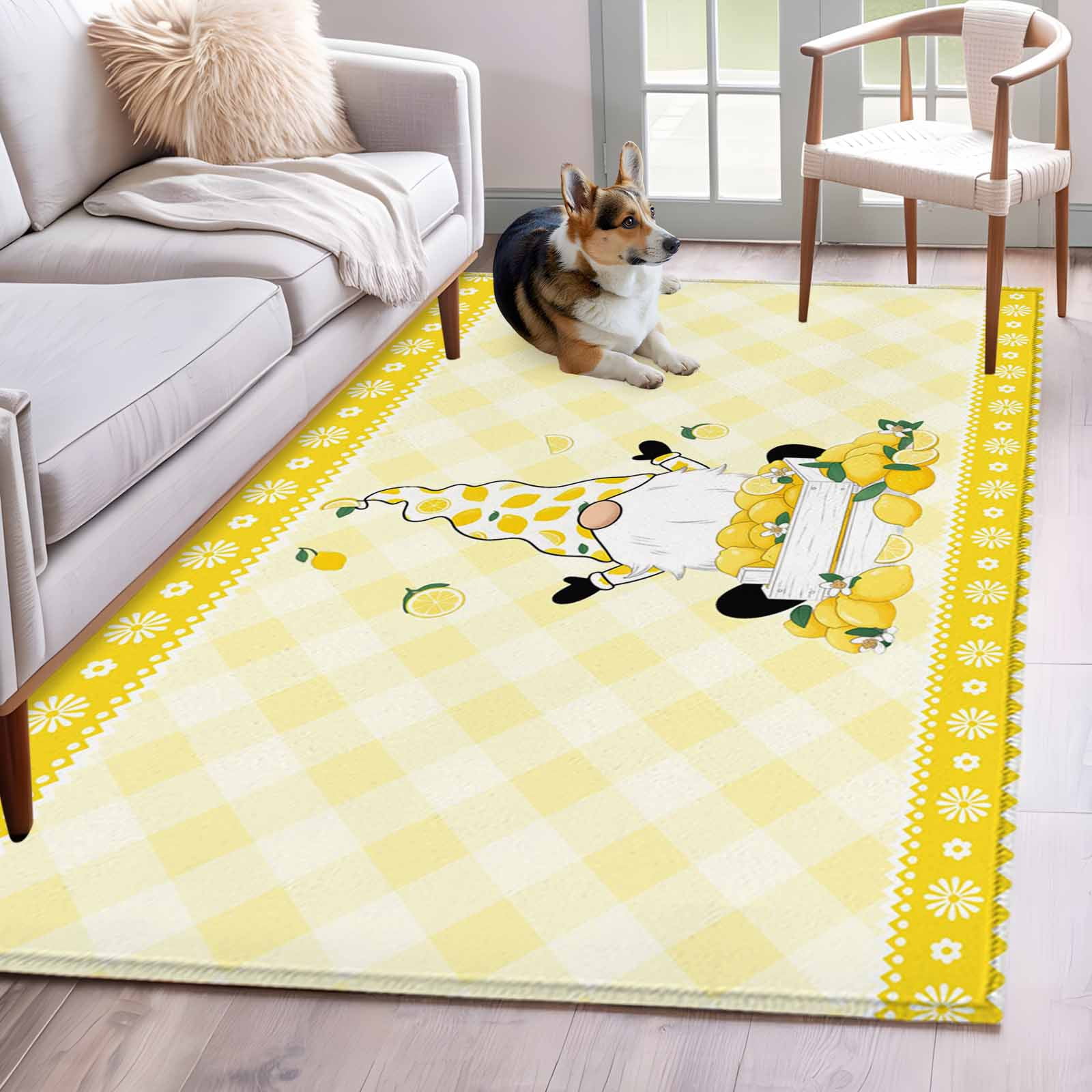 Lemon Gnomes Area Rugs 3'x5', Washable Small Throw Rugs for Living Room ...