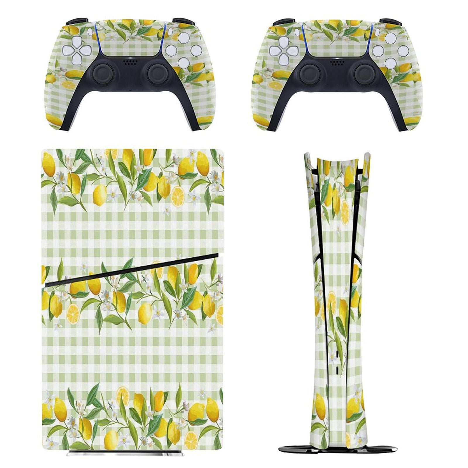 Lemon Green White Plaid PS5/PS5 Pro/PS5 Slim Digital Disc Skin Sticker ...