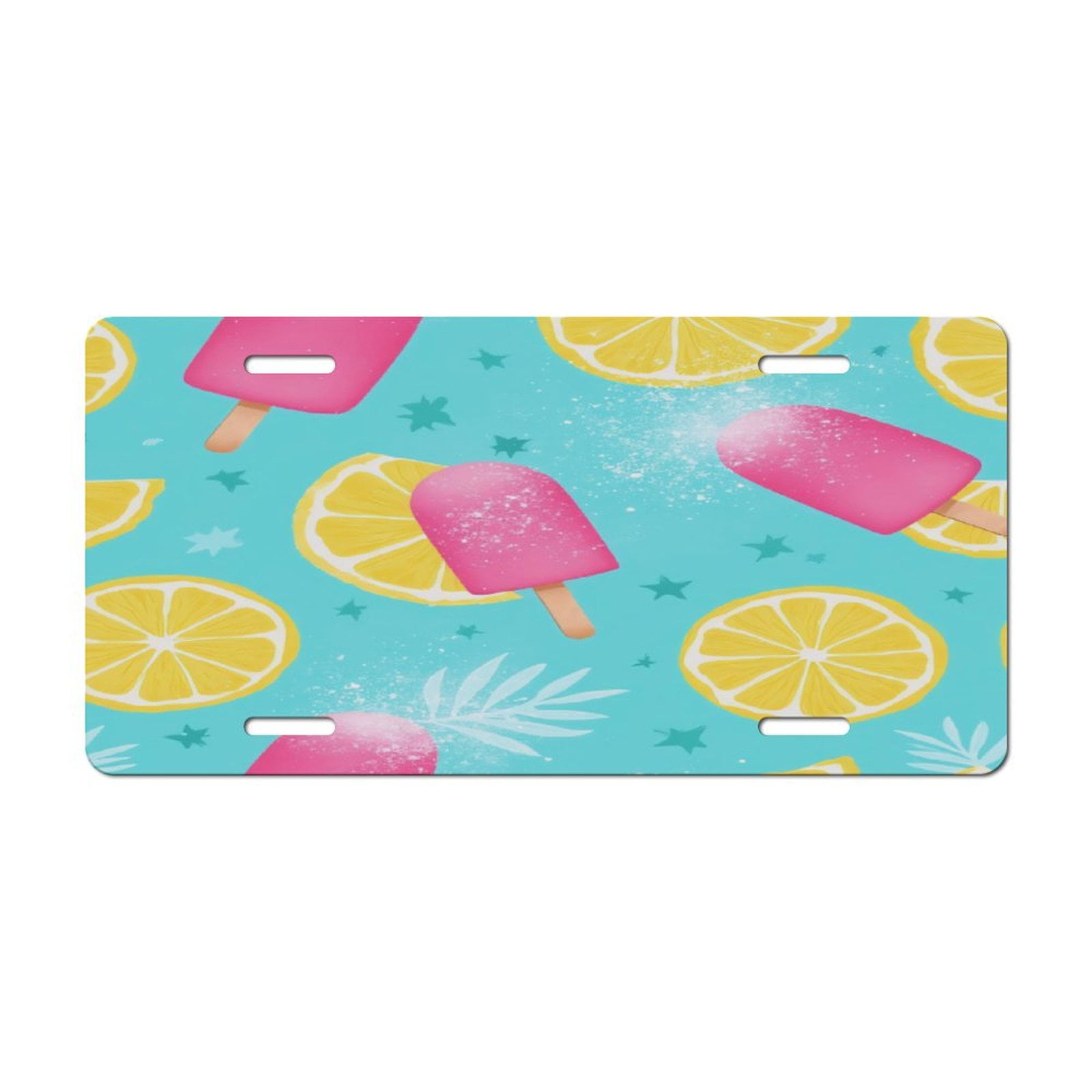 Lemon Ice Cream Pattern License Plate Lightweight Aluminum Automotive ...
